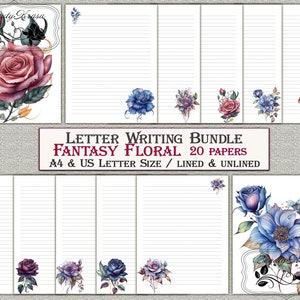 Letter Writing Bundle,printable Pdf Stationery Set Fantasy Floral ...