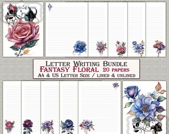 Letter Writing Bundle,printable Pdf Stationery Set Lily Pond,unlined ...