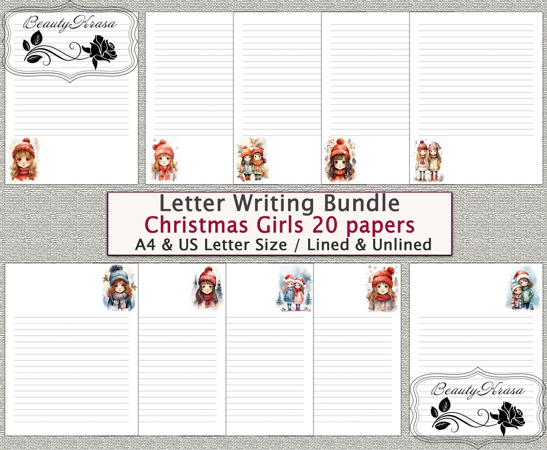 Letter Writing Bundle,printable Pdf Stationery Set Christmas Girls ...
