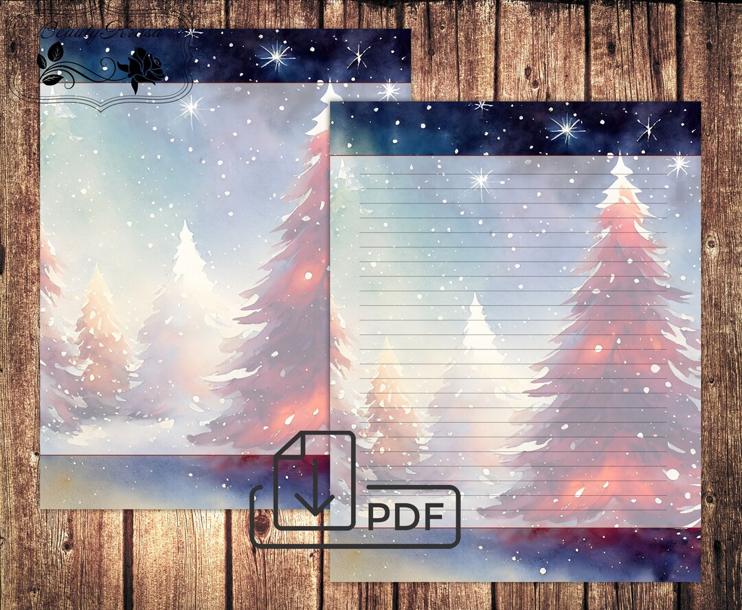 Christmas Stationery Letter Writing Set,printable Letters,unlined Lined ...