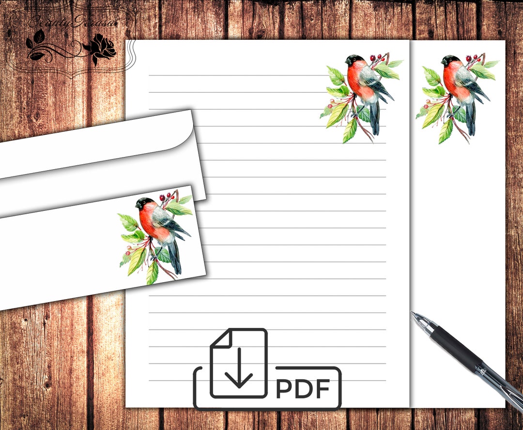 Vintage Bird Writing Paper,stationary Set,printable Letter Pages ...