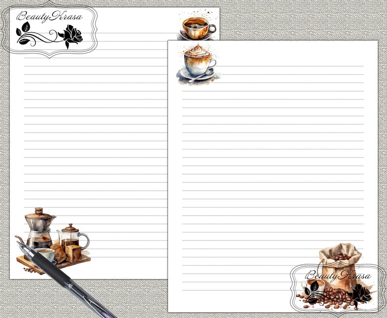 Letter Bundle Writing Stationery Set,printable Stationary Pdf Coffee ...