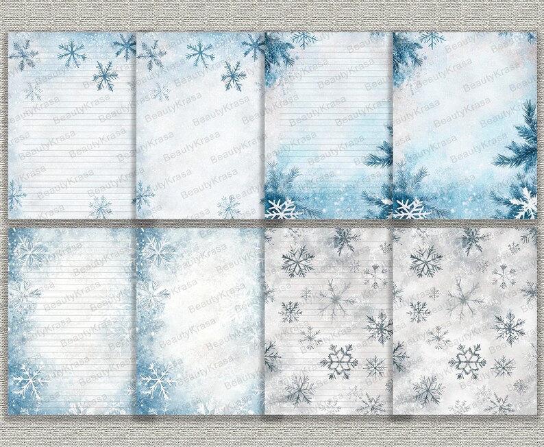 Letter Writing Bundle,digital Pdf Stationery Set Snow Pattern-2,unlined ...