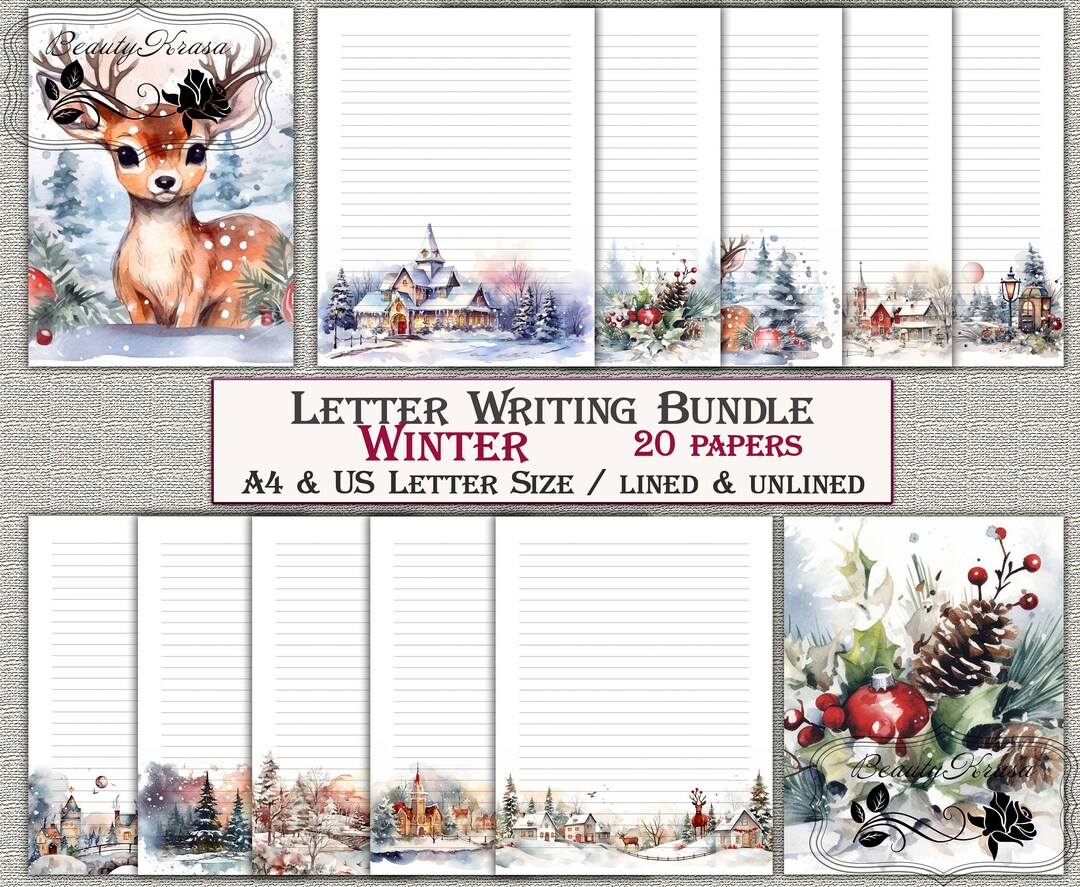Letter Bundle Writing Stationery Set,printable Stationary Winter ...