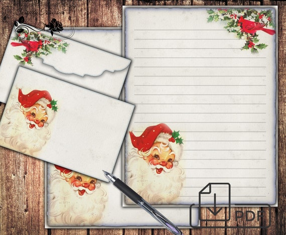 Printable Vintage Christmas Stationary Digital Setletter - Etsy