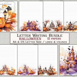 Letter Writing Bundle,printable Pdf Stationery Set Halloween,unlined ...