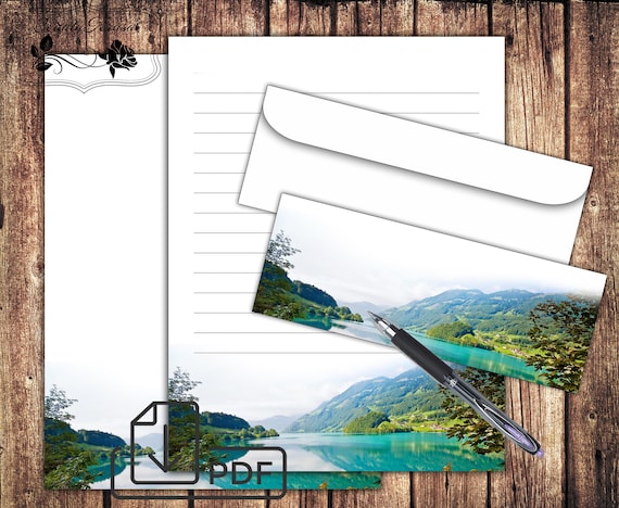 Printable Letter Writing Paper Mountain Landscapestationery | Etsy