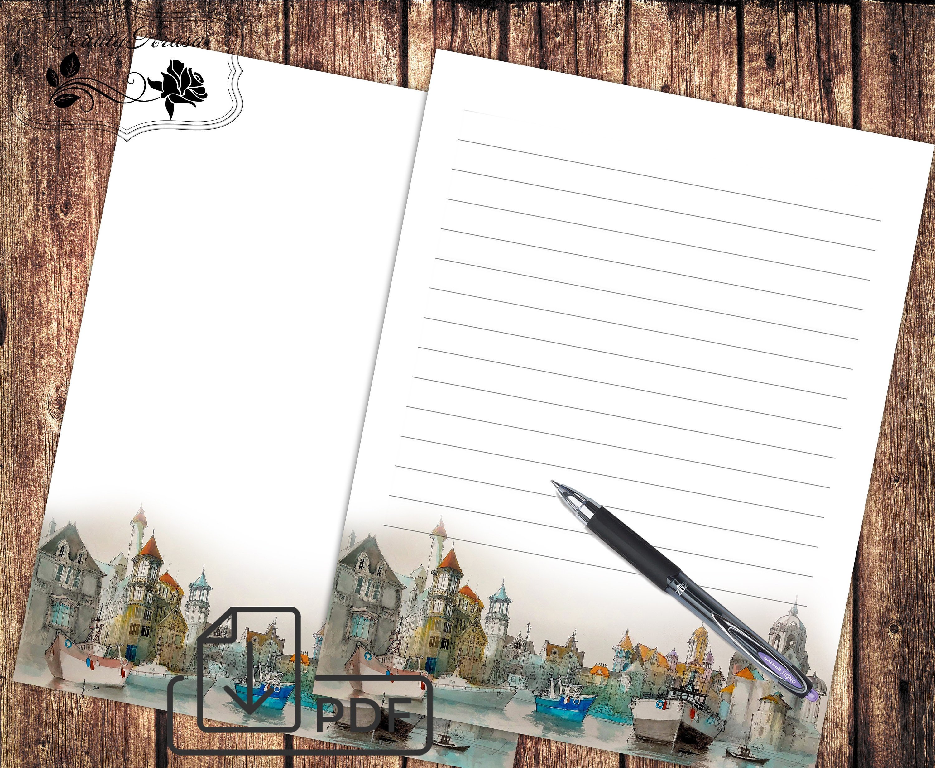 Printable Letter Writing Paper Setlandscape Stationerylined - Etsy