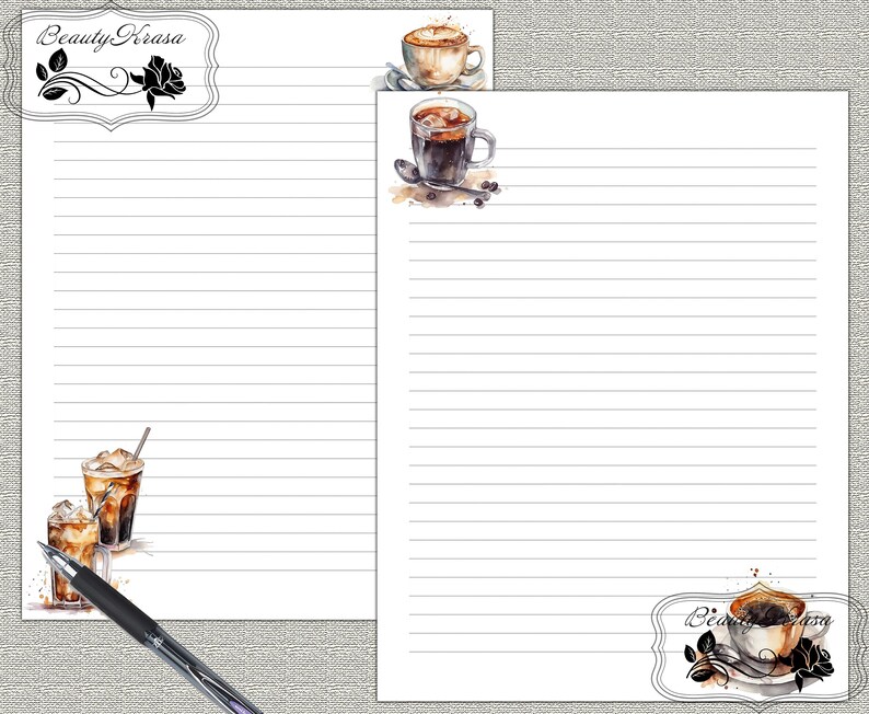 Letter Bundle Writing Stationery Set,printable Stationary Pdf Coffee ...