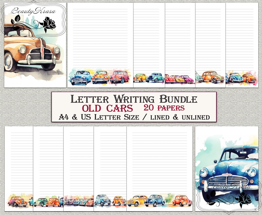 Letter Bundle Writing Stationery Set,printable Stationary Old Cars ...