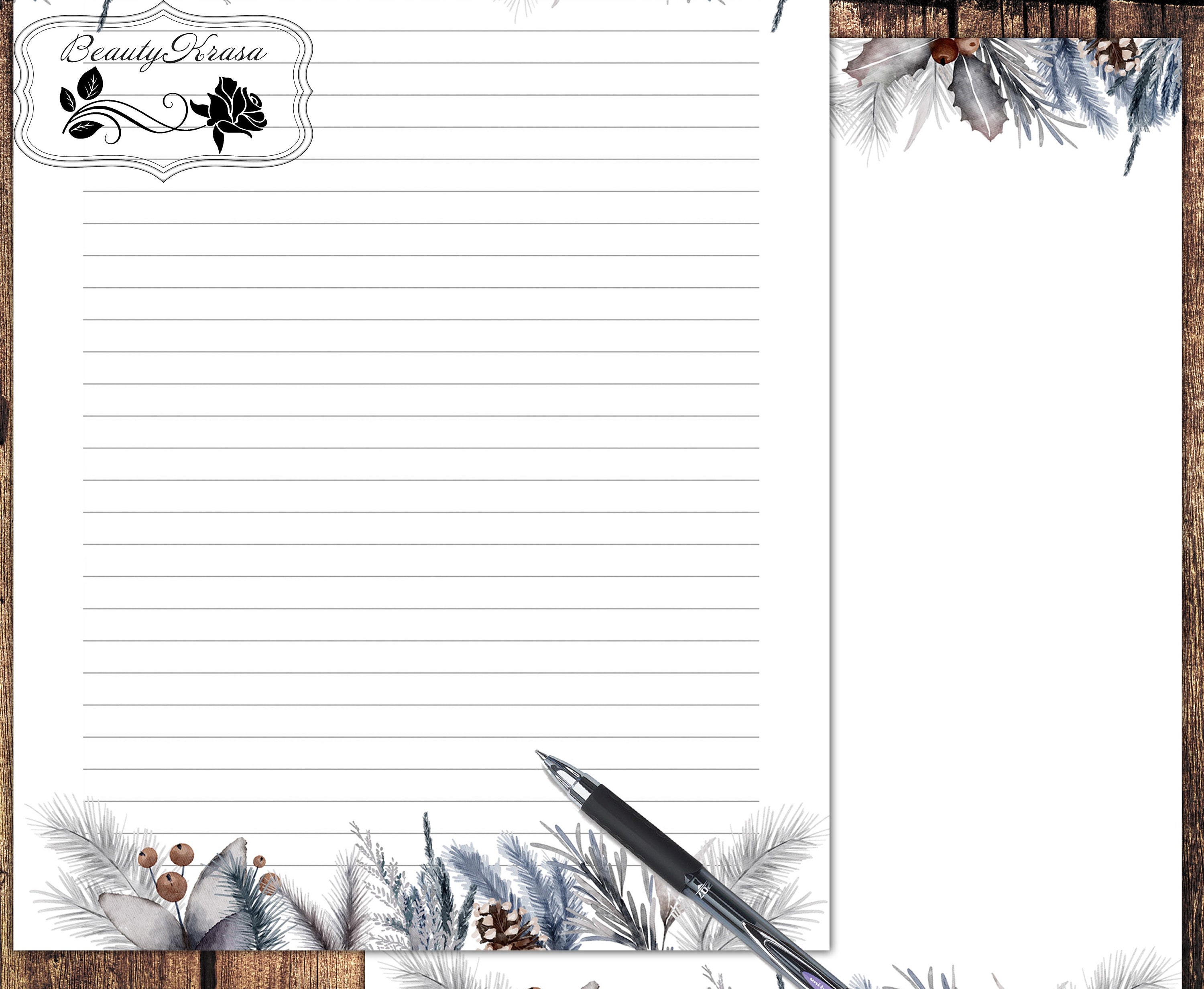 Stationary Printable Digital Set Winterletter Writing - Etsy