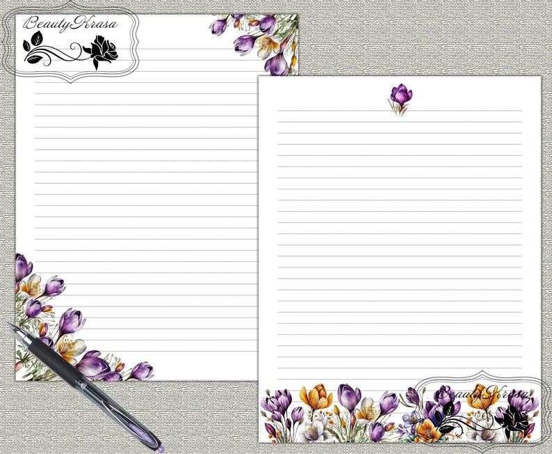 Letter Writing Bundle Crocus Printable Stationeryunlined - Etsy