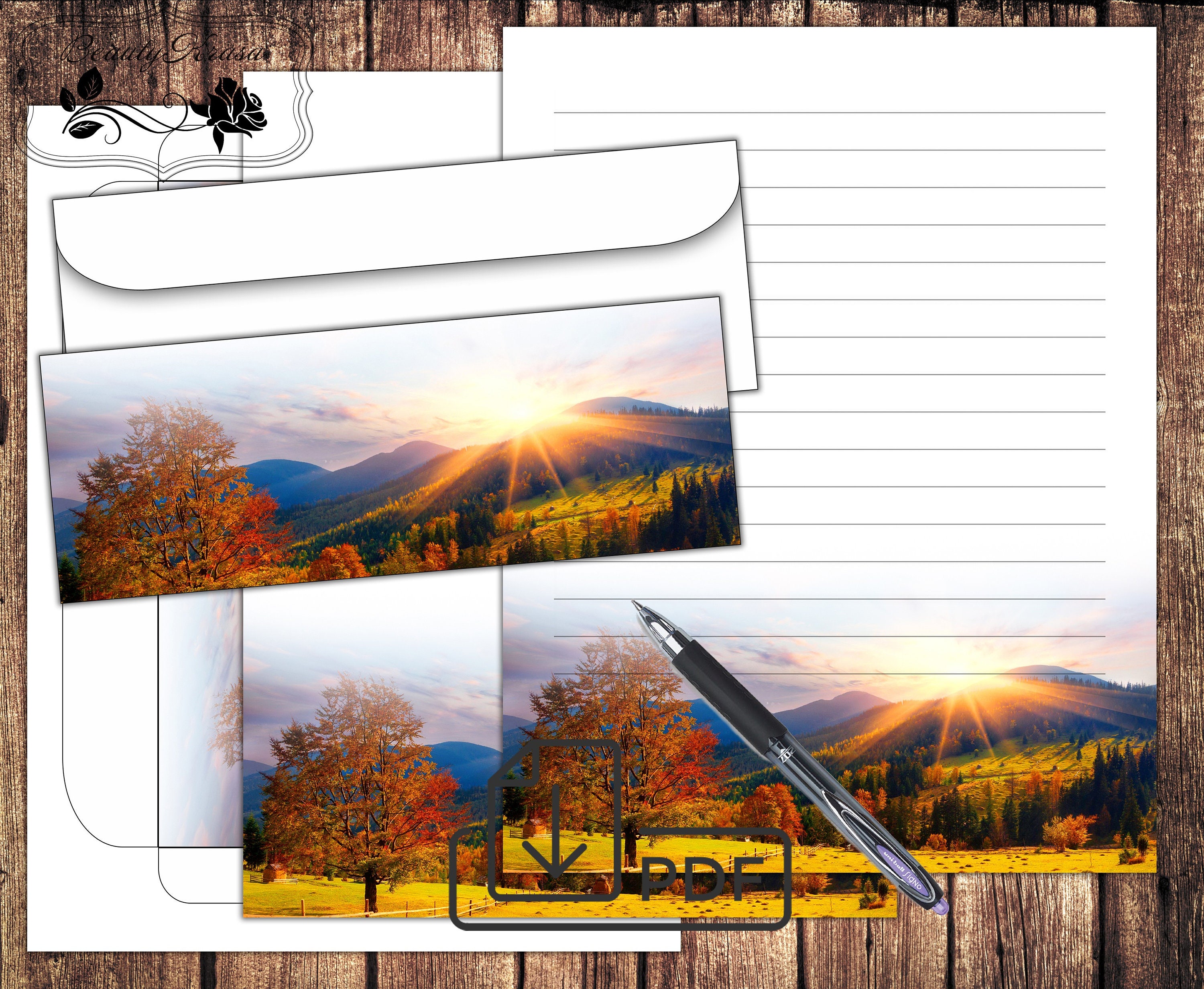 Printable Letter Writing Paperstationery Set Autumn - Etsy