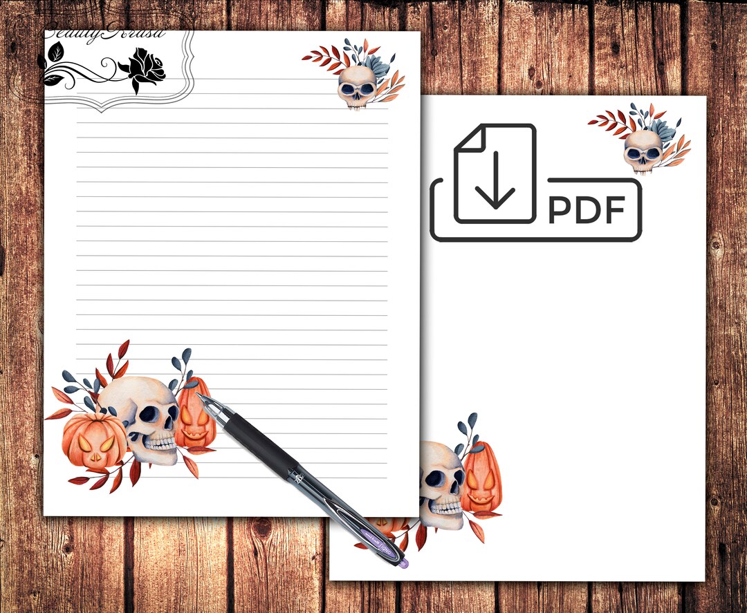 Printable Stationary Set Halloweenletter Writing - Etsy