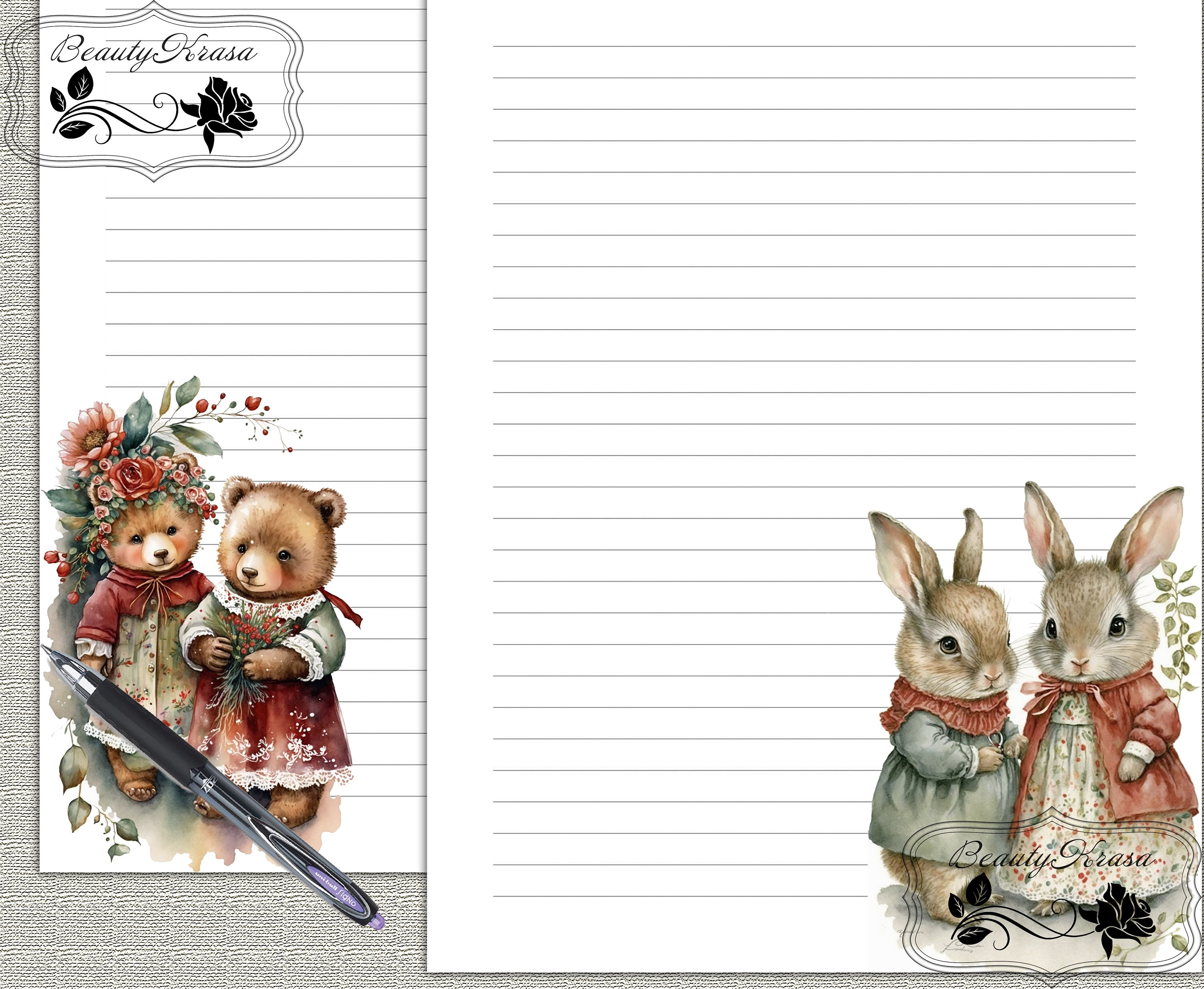 Letter Bundle Writing Stationery Set,printable Stationary Download ...