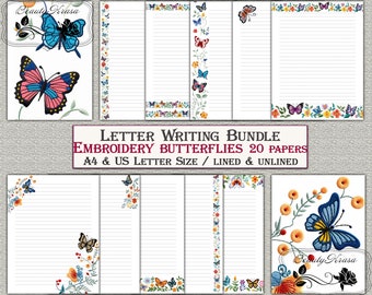 Letter Writing Bundle,printable Pdf Stationery Set Flowers on Vintage ...