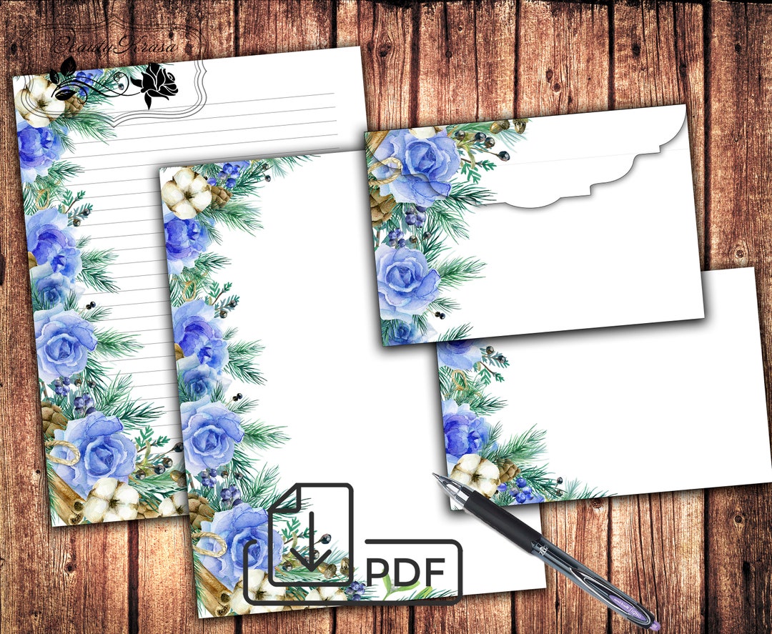 Stationary Set,printable Letter Writing Paper&envelope Floral Decor - Etsy