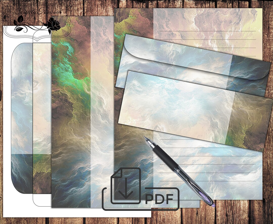 Printable Letter Multi-color Writing Paper,stationery Set,lined Unlined ...