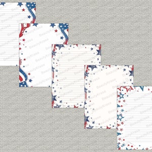 Letter Writing Bundle,independence Day PDF Stationery,unlined Lined 20 ...