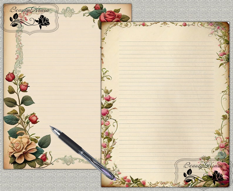 Letter Writing Bundle,printable Pdf Stationery Set Delicate Frames ...
