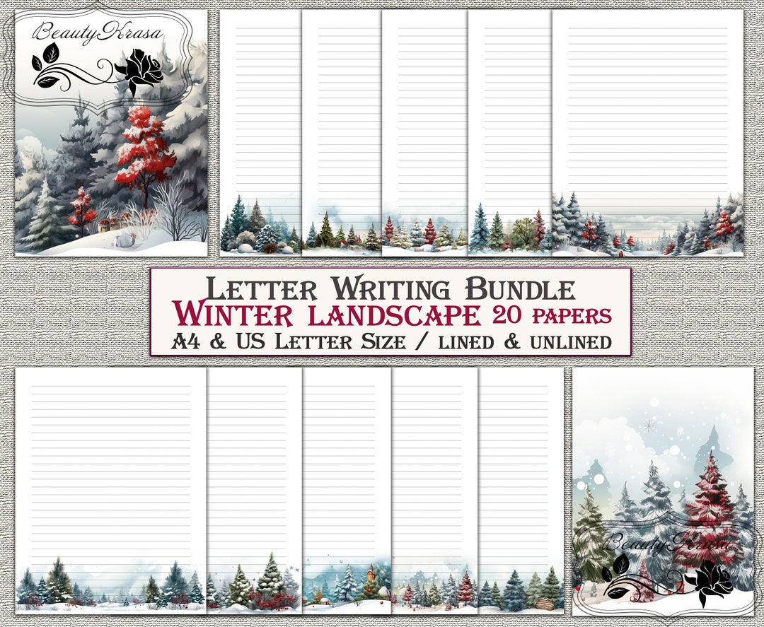 Letter Bundle Writing Stationery Set,printable Stationary Winter ...