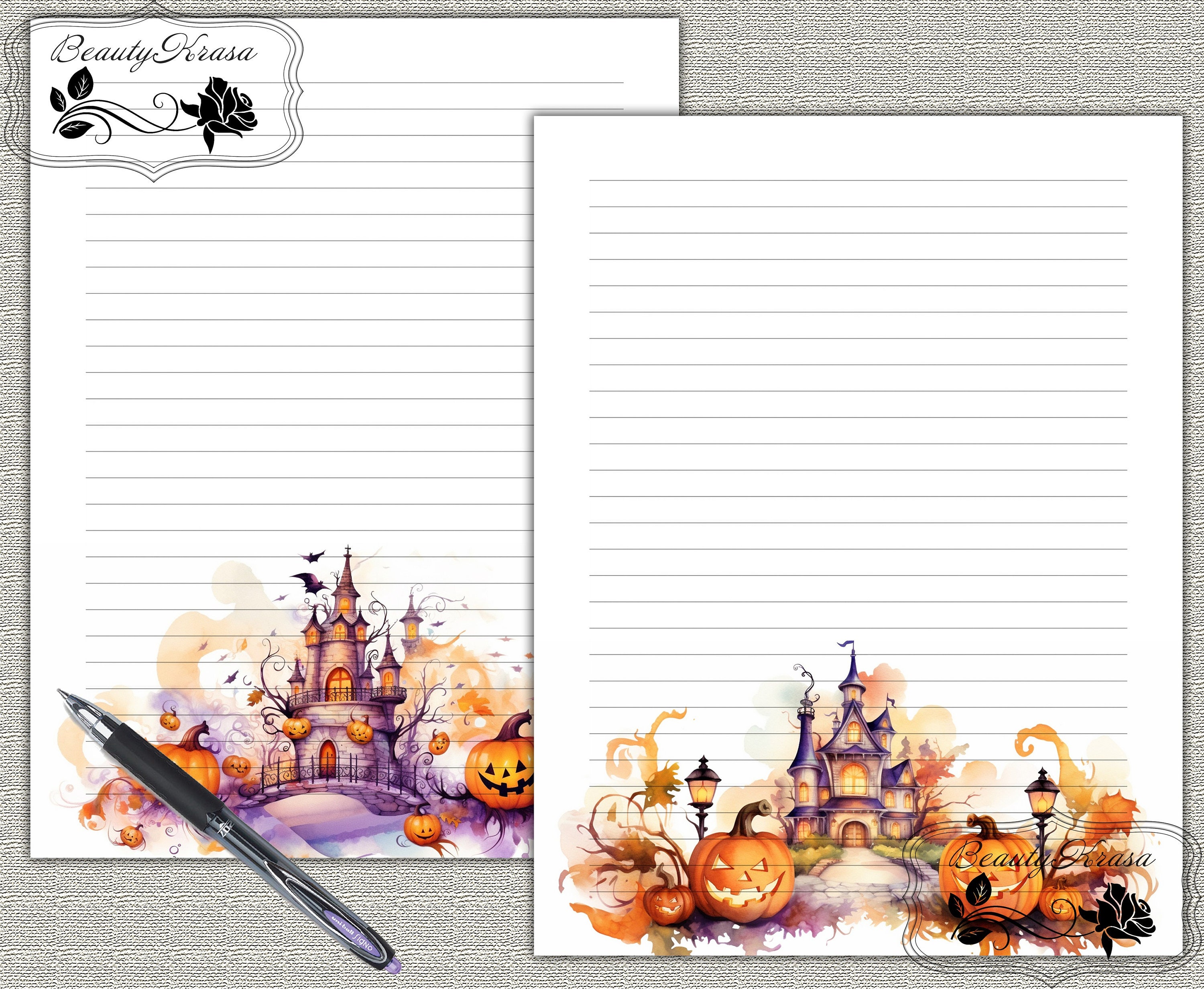 Letter Writing Bundle,printable Pdf Stationery Set Halloween,unlined ...