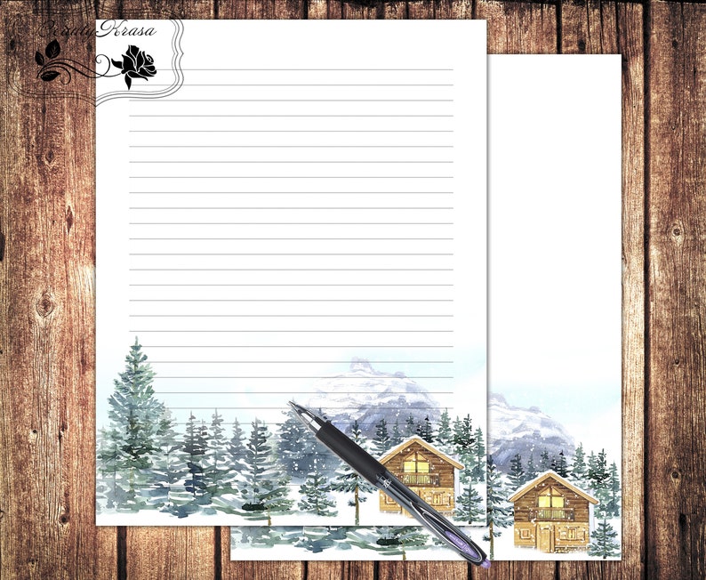 Printable Stationary Digital Set Winter,letter Writing Paper&envelope ...