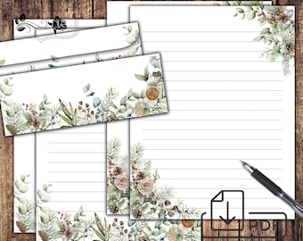 Printable Christmas Stationery Digital Download 2 Pages Instant ...