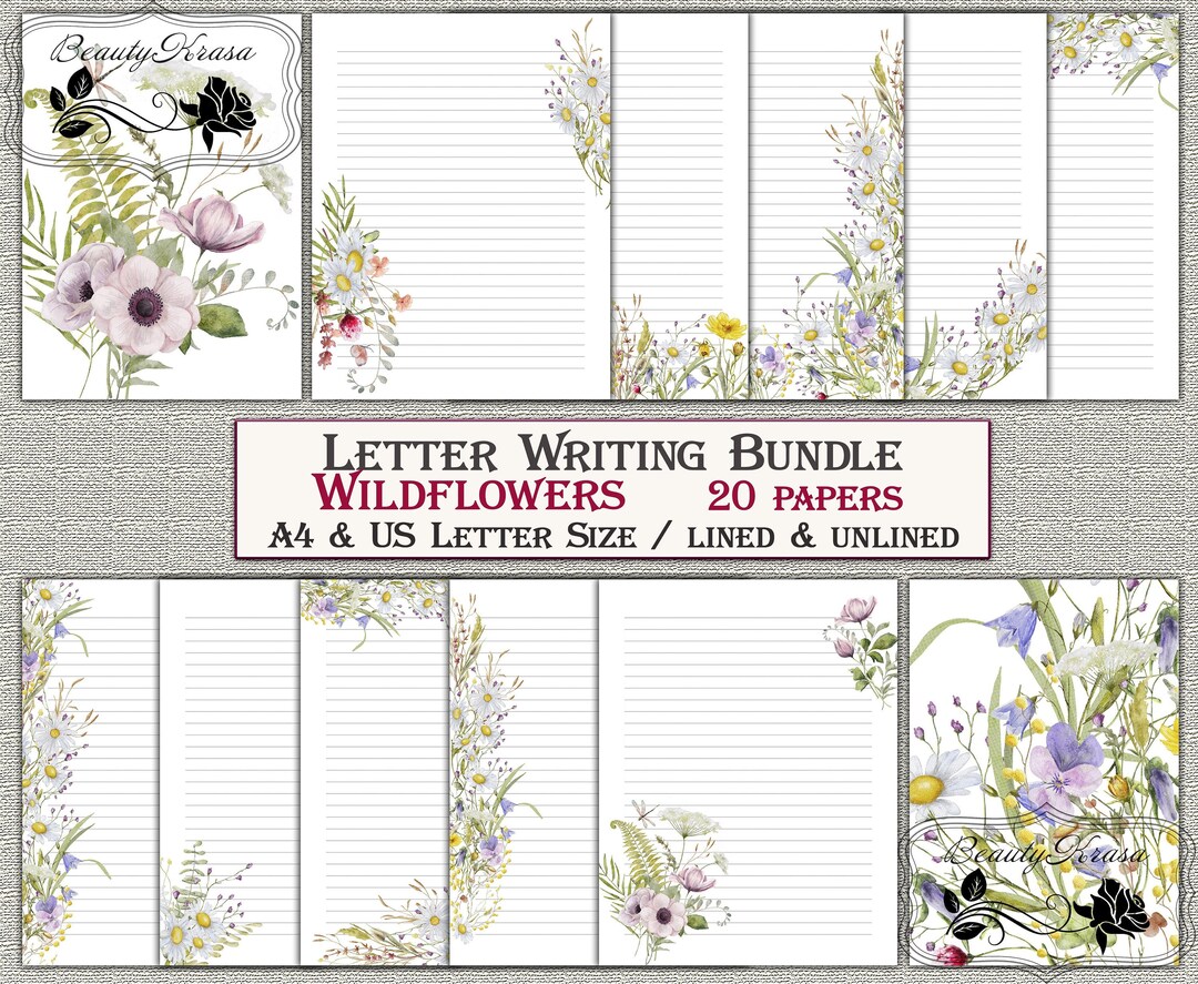 Letter Bundle Writing Stationery Set,printable Stationary Download Wild ...