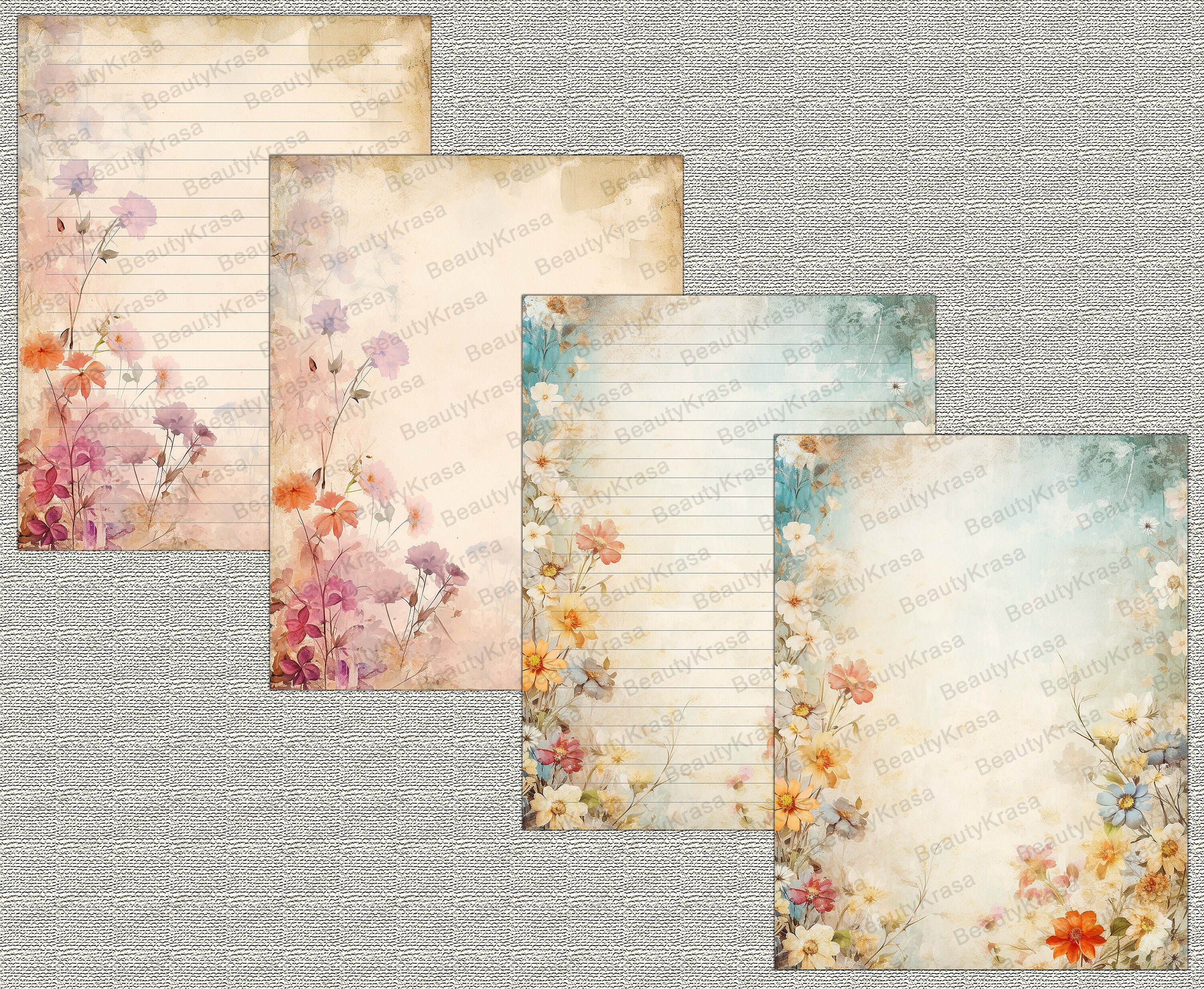 Letter Writing Bundle,printable Pdf Stationery Set Flowers on Vintage ...