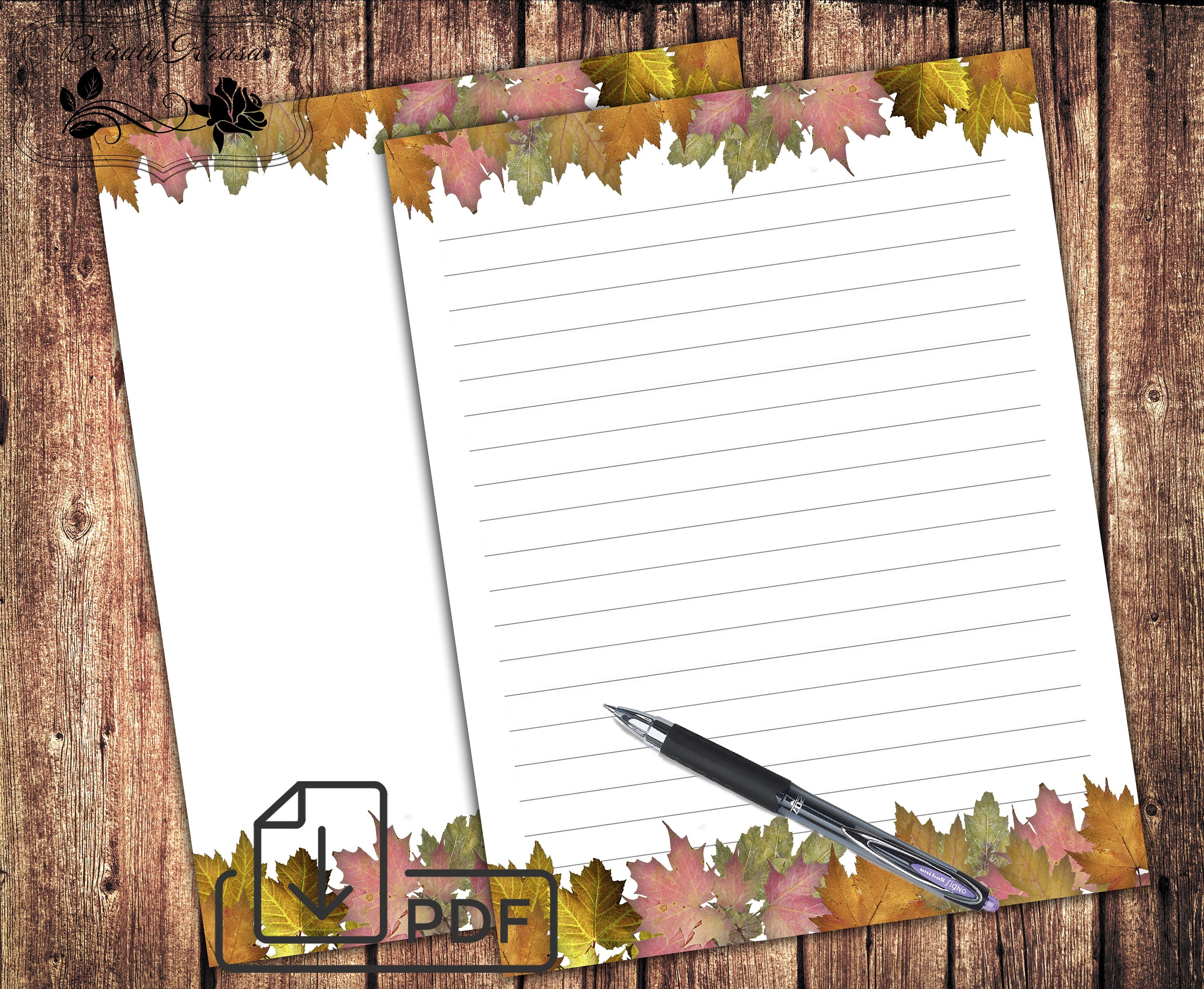 Printable Letter Writing Stationery Set Fall - Etsy