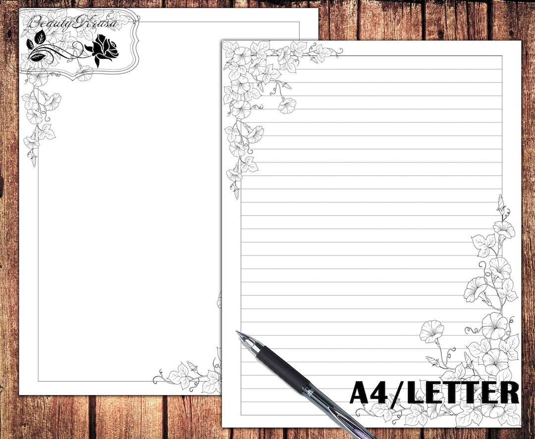 Black White Letter Writing Papers,stationary Set,us Letter Size & A4 ...