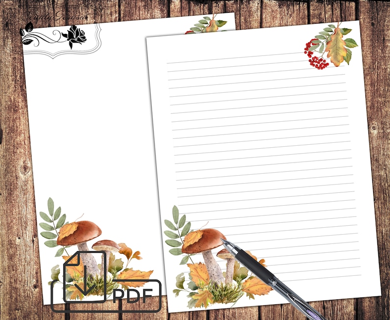 Letter Writing Set Mushroom Stationery,envelope Template&paper ...