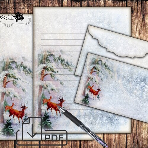 Christmas Stationary Digital Setletter Writing Lined Paper - Etsy