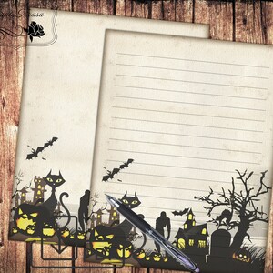 Printable Stationery Halloween Set 6,letter Writing Holidays Paper ...