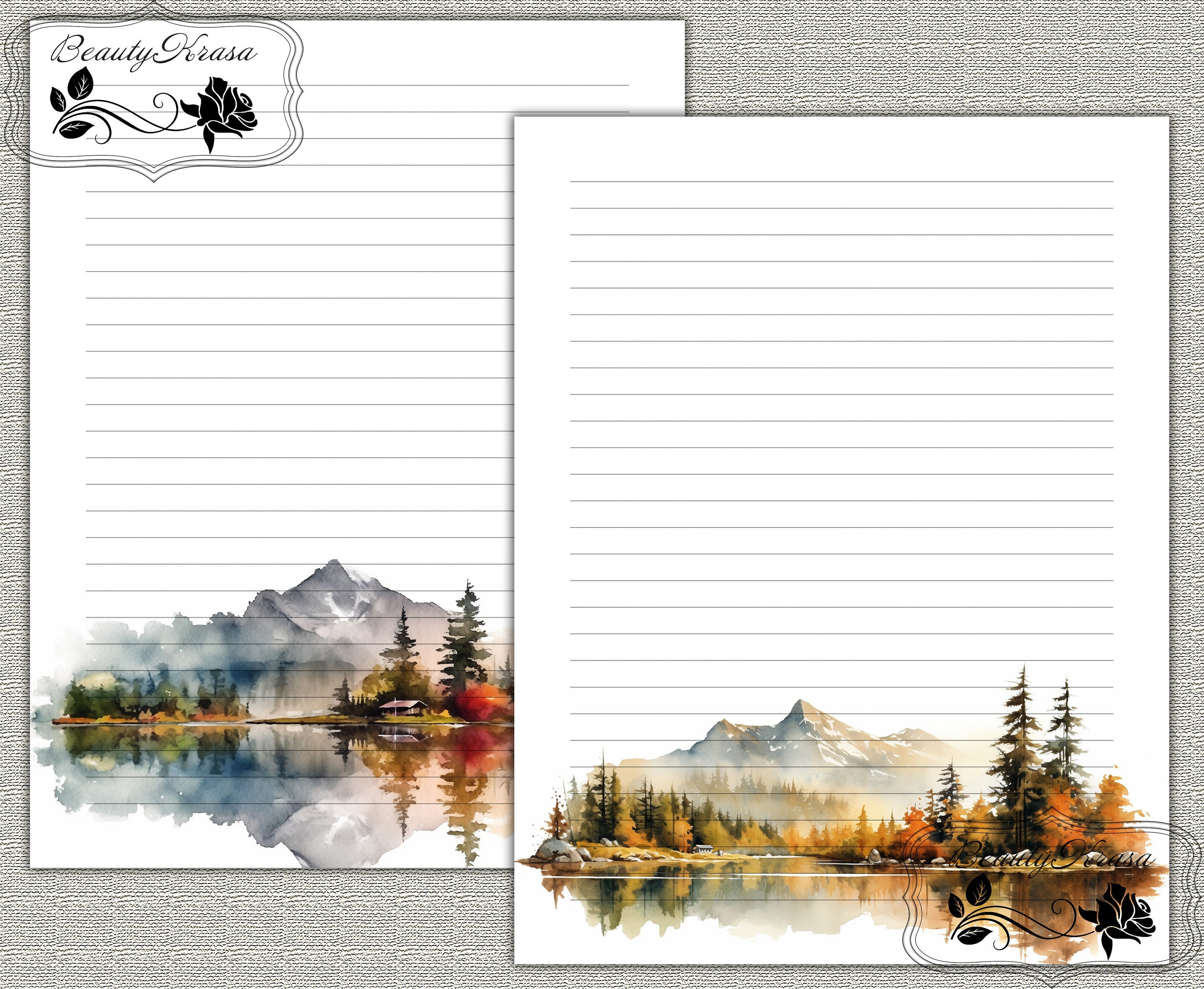 Letter Bundle Writing Stationery Set,printable Stationary Pdf Autumn ...