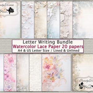 Letter Writing Bundle,printable Pdf Stationery Set Watercolor Lace ...