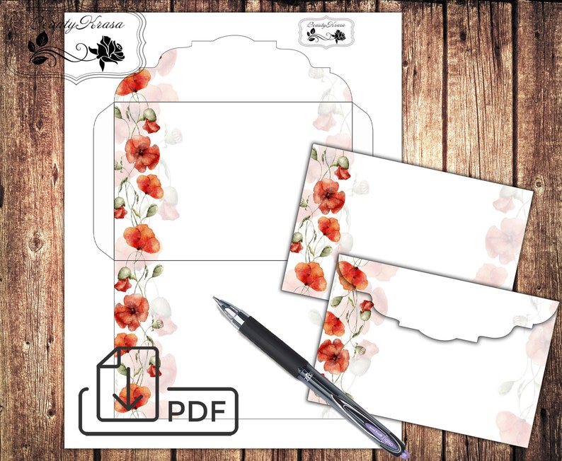 Stationary Set Poppy Decorprintable Letter Writing - Etsy