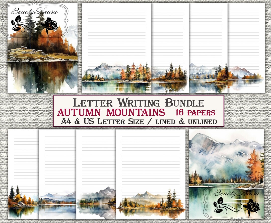 Letter Bundle Writing Stationery Set,printable Stationary Pdf Autumn ...