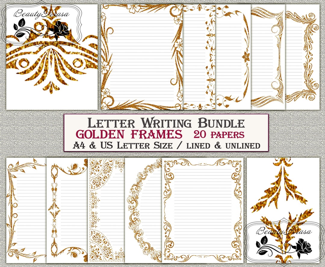 Letter Writing Bundle,printable Pdf Stationery Set Golden Flames ...