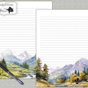 Letter Writing Bundle,printable Pdf Stationery Set Mountain Stream ...