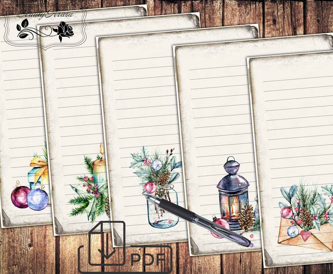 Christmas Letter Writing Lined Paper,stationary Digital Set - Etsy