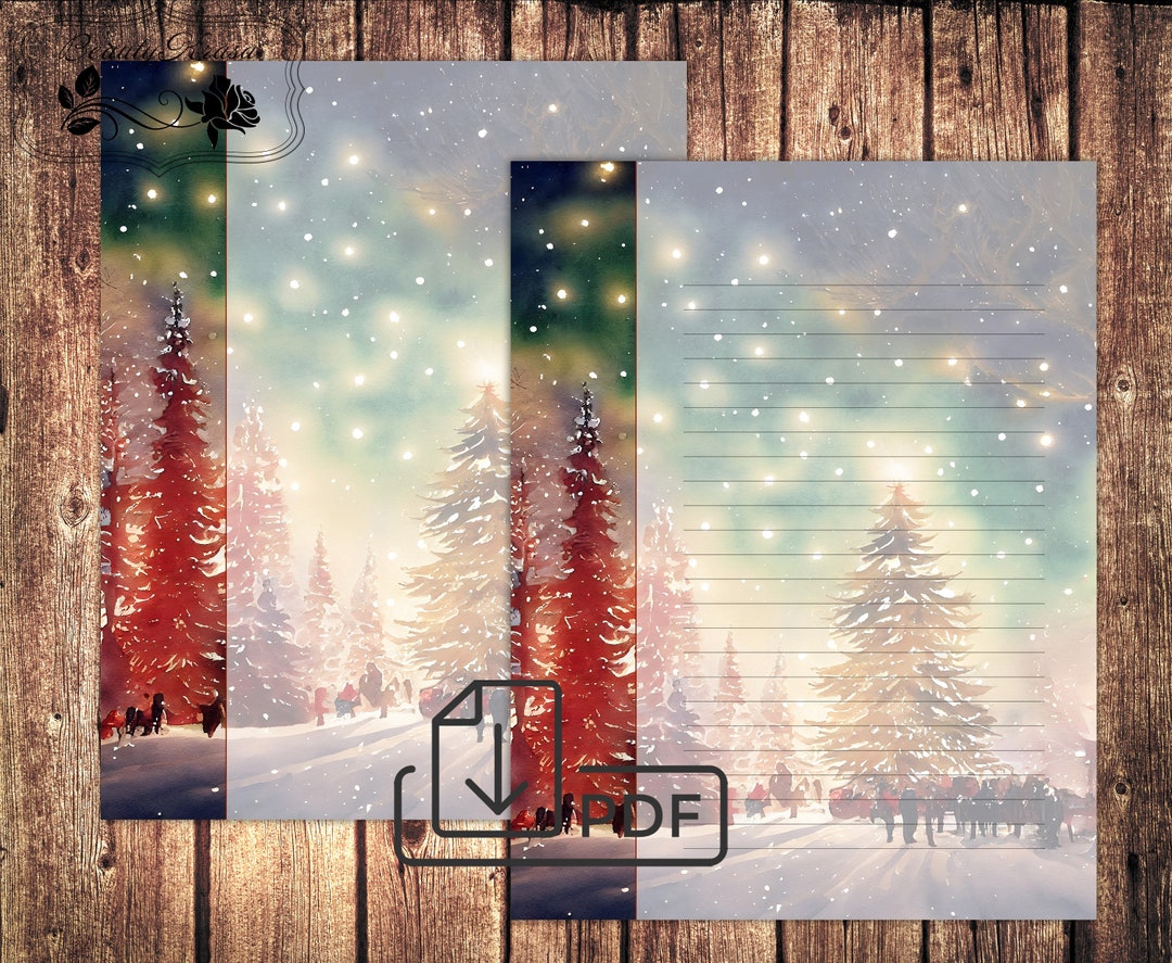 Christmas Stationery Letter Writing Set,printable Letters,unlined Lined ...