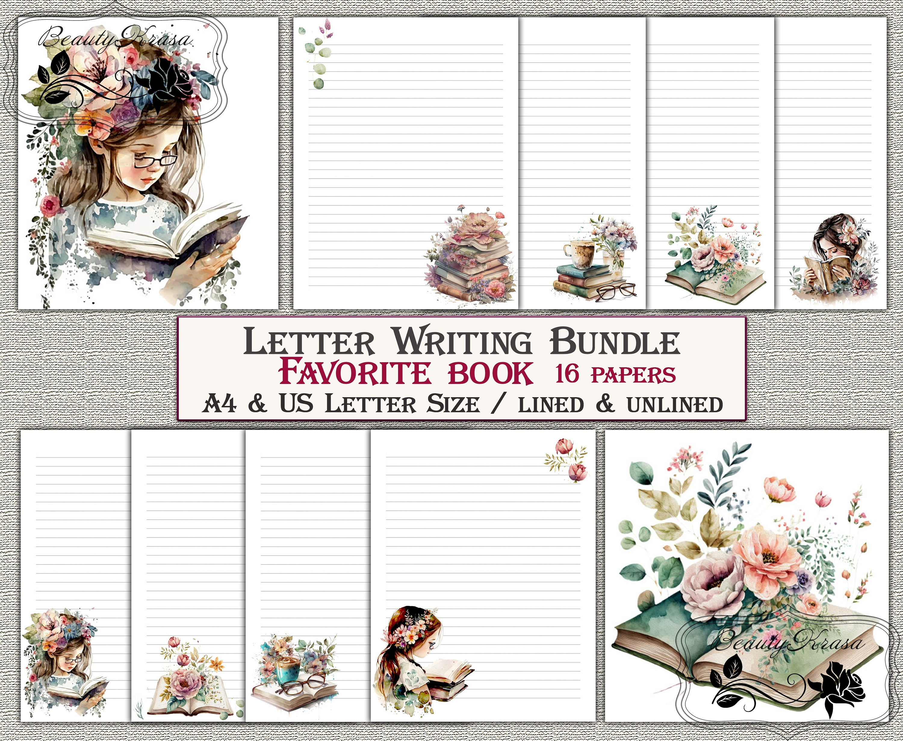 Letter Bundle Writing Stationery Set,printable Stationary Download ...