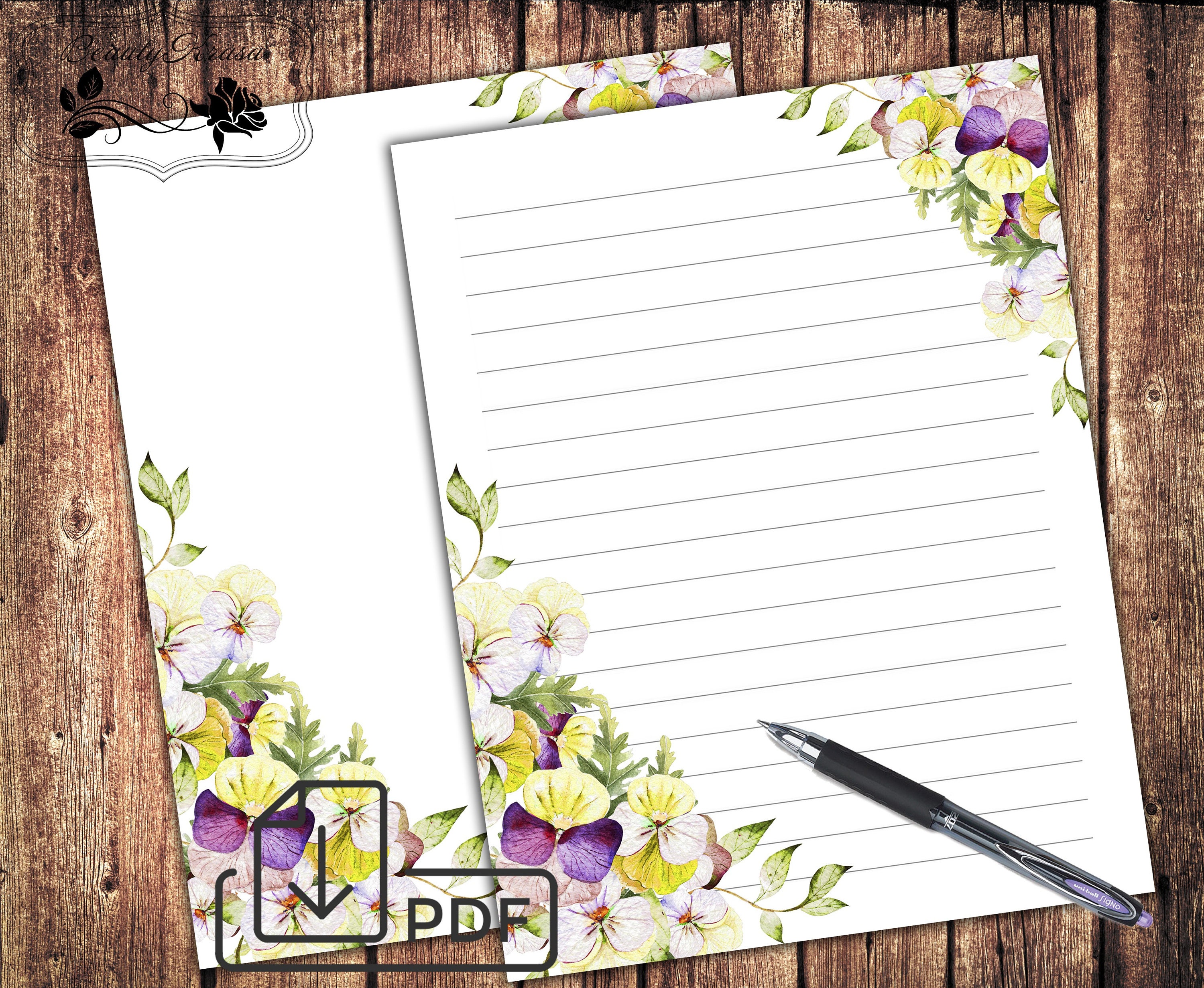 Letter Writing Setprintable Floral Stationary - Etsy