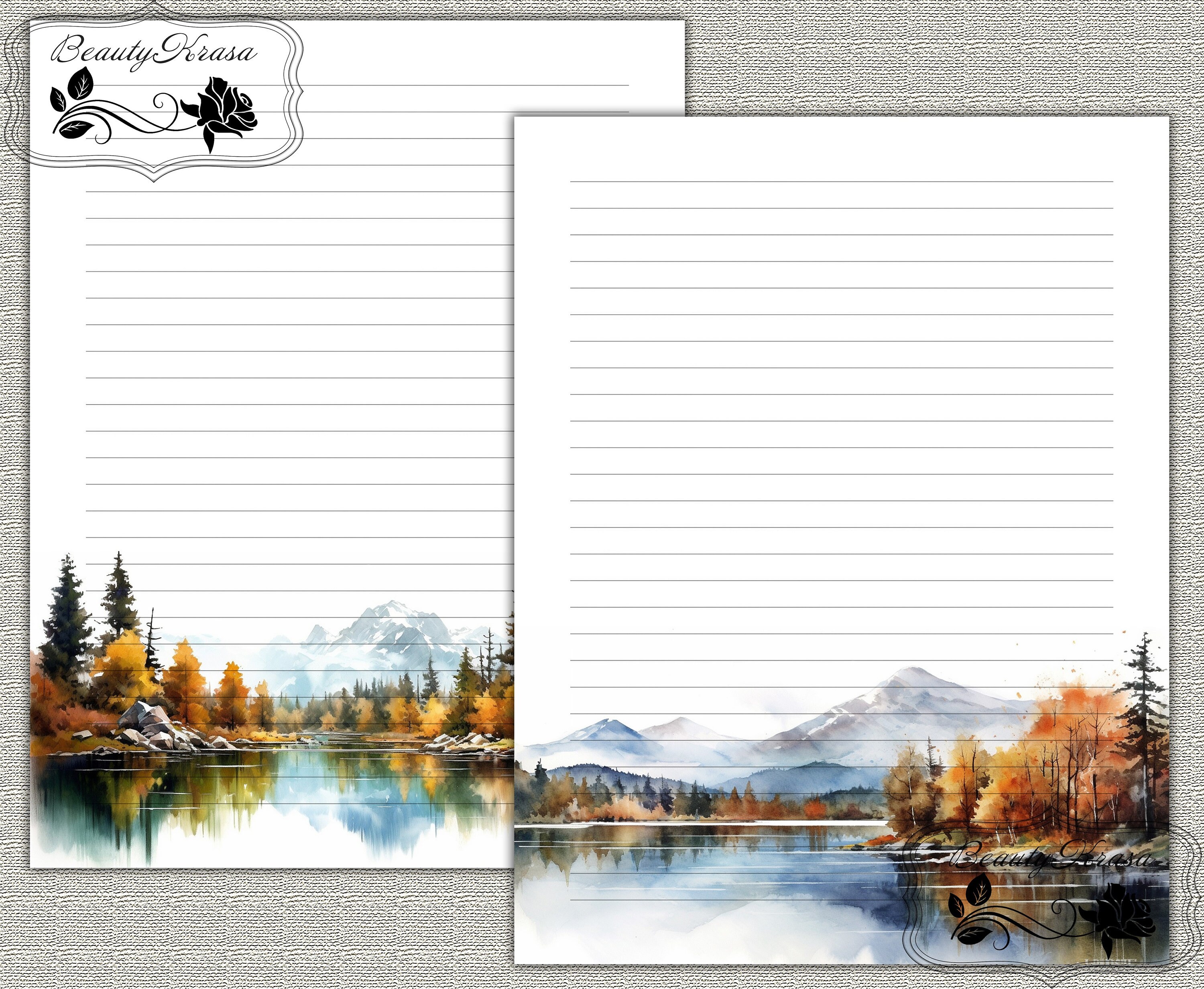 Letter Bundle Writing Stationery Set,printable Stationary Pdf Autumn ...