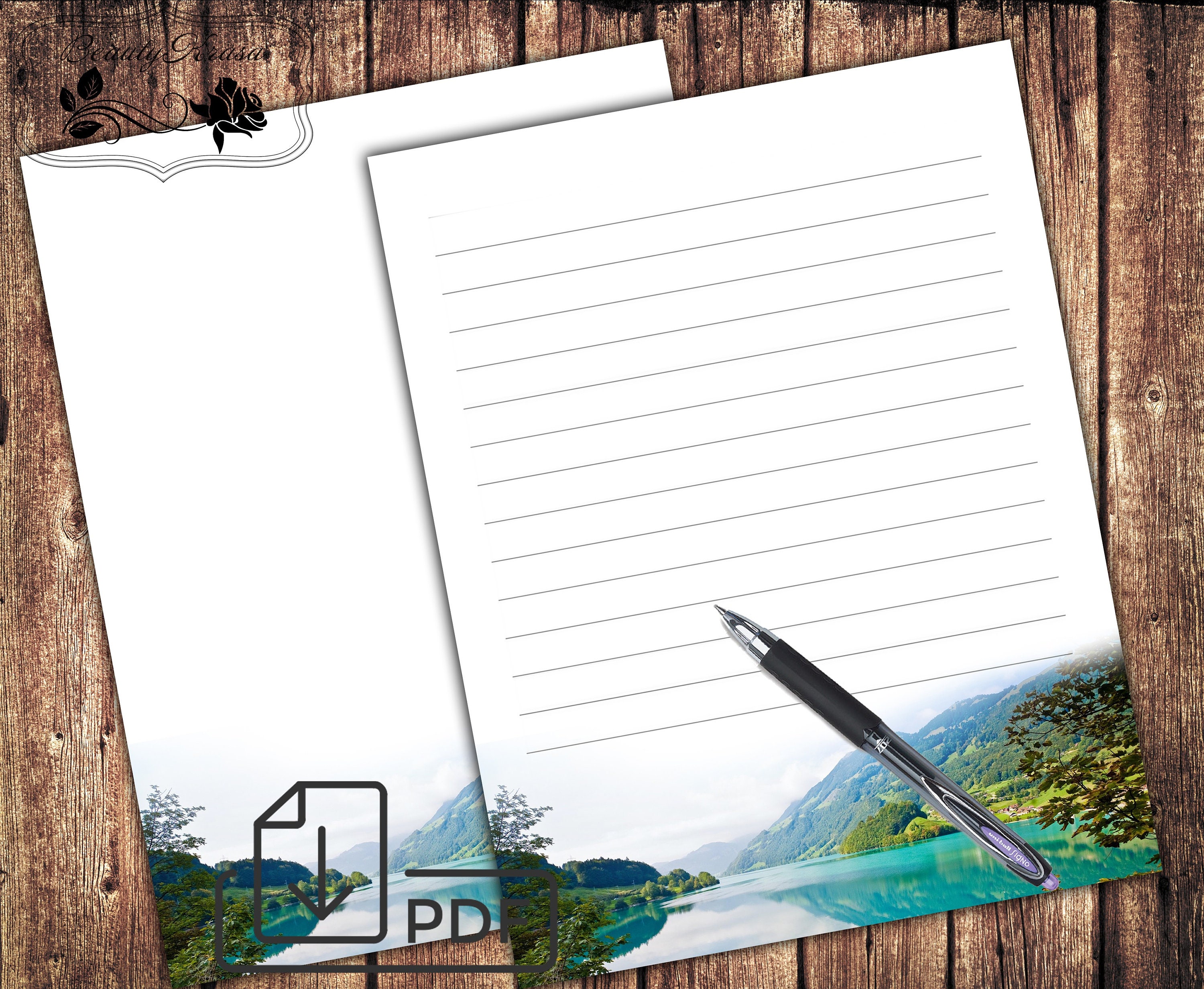 Printable Letter Writing Paper Mountain Landscapestationery - Etsy UK