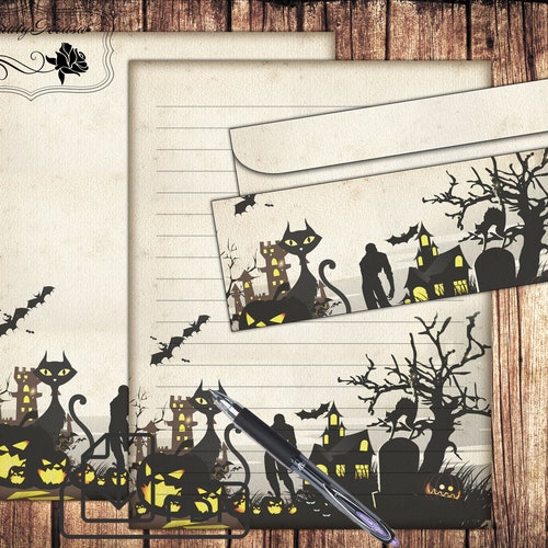 Printable Stationery Halloween Set 6letter Writing Holidays - Etsy