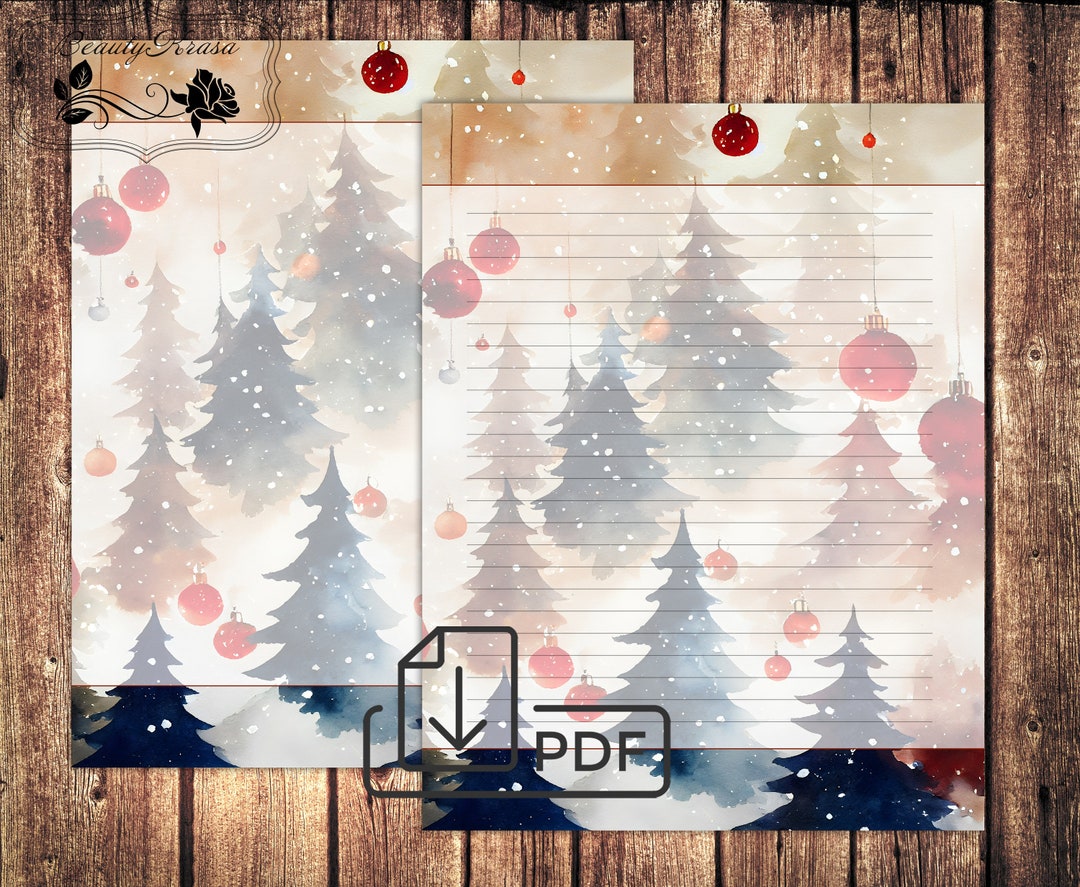 Stationery Letter Writing Set Christmas,printable Letters,unlined Lined ...