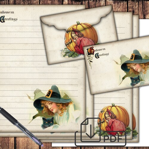 Printable Stationery Halloween Set 6letter Writing Holidays - Etsy